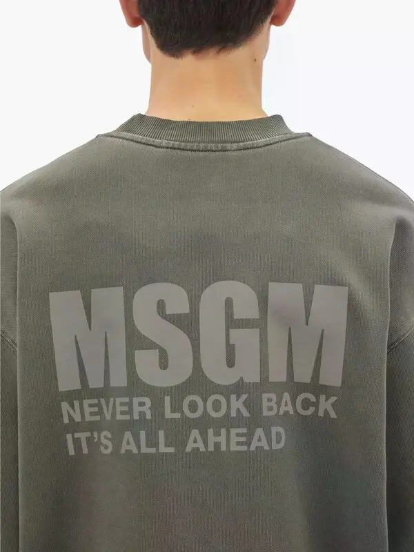 MSGM Logo-print Cotton Sweatshirt - Grey