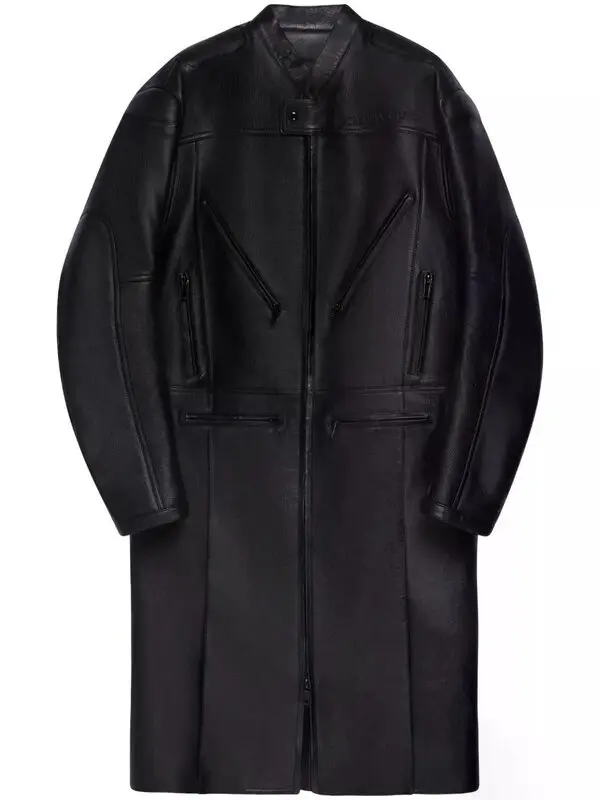 COURREGES Logo-debossed Leather Coat