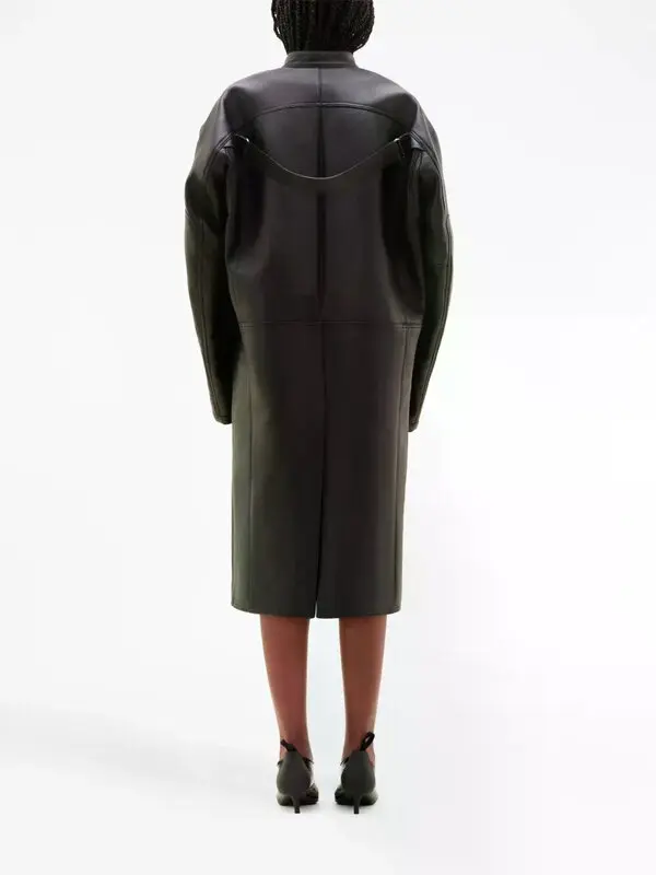 COURREGES Logo-debossed Leather Coat