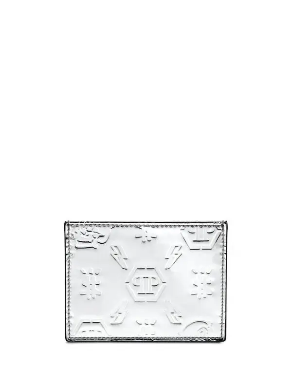 Philipp Plein Monogram-debossed Leather Cardholder - Silver