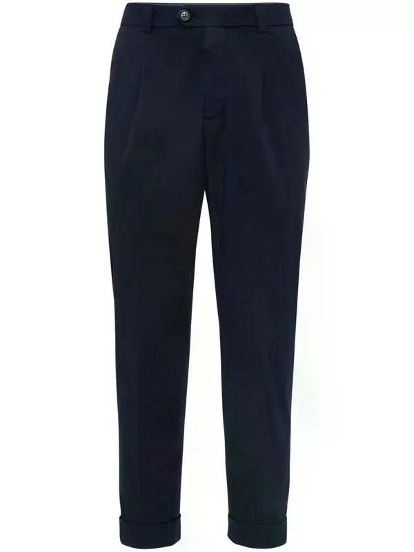 Brunello Cucinelli Tapered Cotton Trousers - Blue