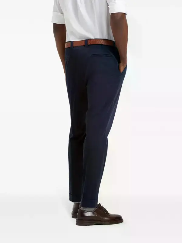 Brunello Cucinelli Tapered Cotton Trousers - Blue