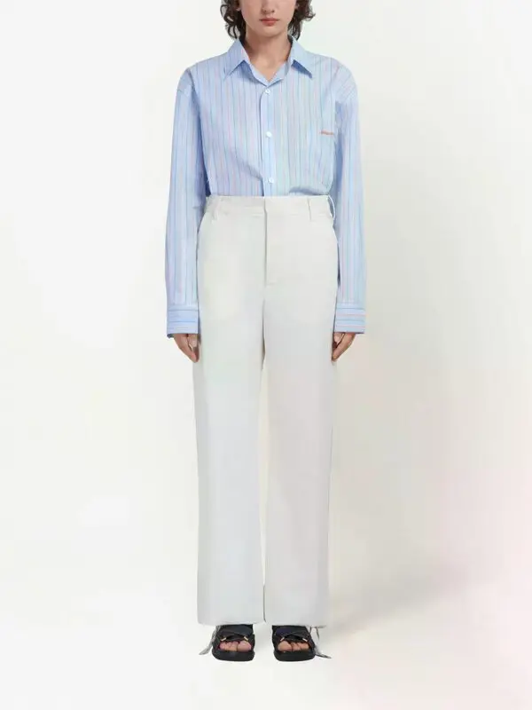 Marni Embroidered-logo Straight-leg Trousers