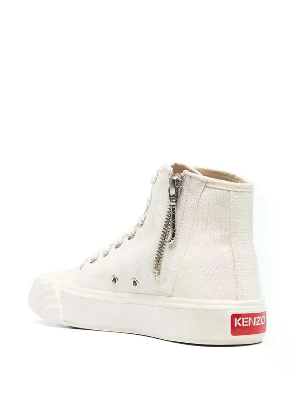Kenzo Embroidered-logo High-top Sneakers - Neutrals