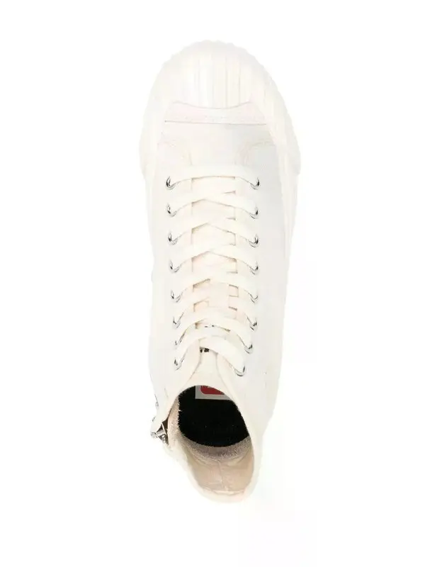 Kenzo Embroidered-logo High-top Sneakers - Neutrals