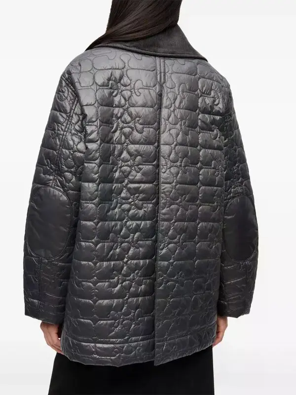GANNI Logo-quilted Corduroy-collar Jacket - Grey