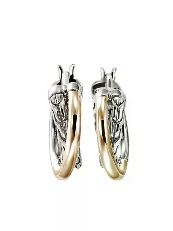 John Hardy 14kt Gold Jh Essential Crossover Hoop Earrings - Silver