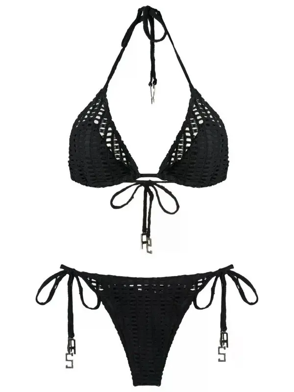 AMIR SLAMA Open-knit Triangle Bikini Set - Black