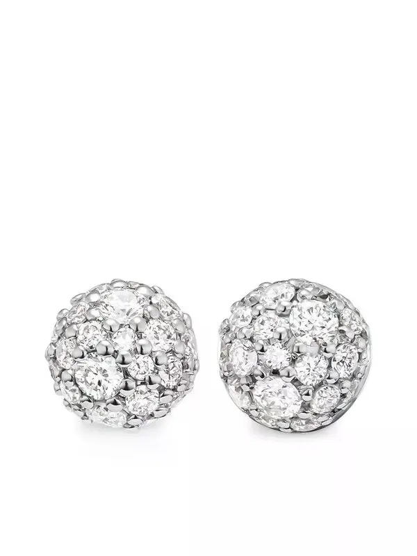 David Yurman 18kt Yellow Gold Petite Pavé Diamond Stud Earrings - Silver