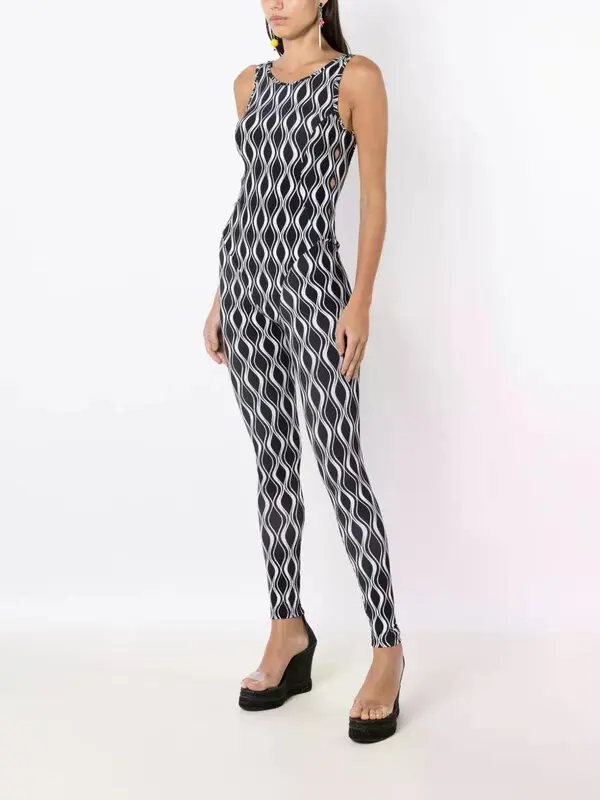 AMIR SLAMA Graphic-print Cut-out Jumpsuit