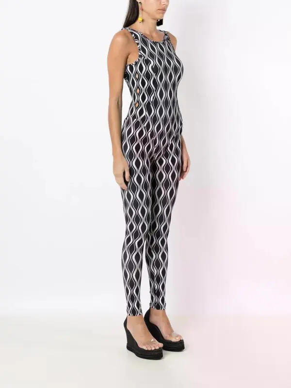 AMIR SLAMA Graphic-print Cut-out Jumpsuit