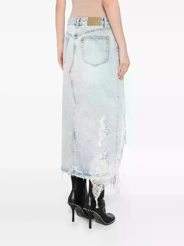 JNBY Lace Patchwork Denim Long Skirt