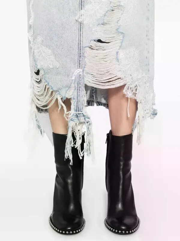 JNBY Lace Patchwork Denim Long Skirt