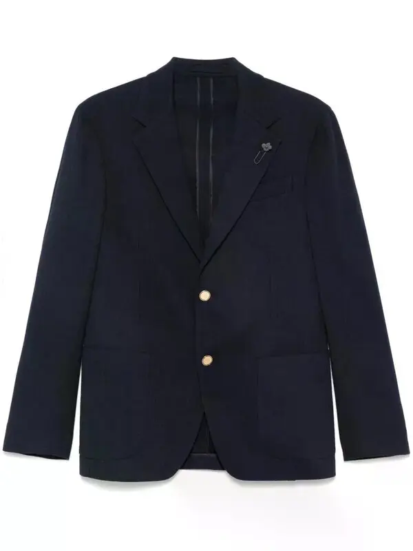 LARDINI Brooch-detail Blazer - Blue