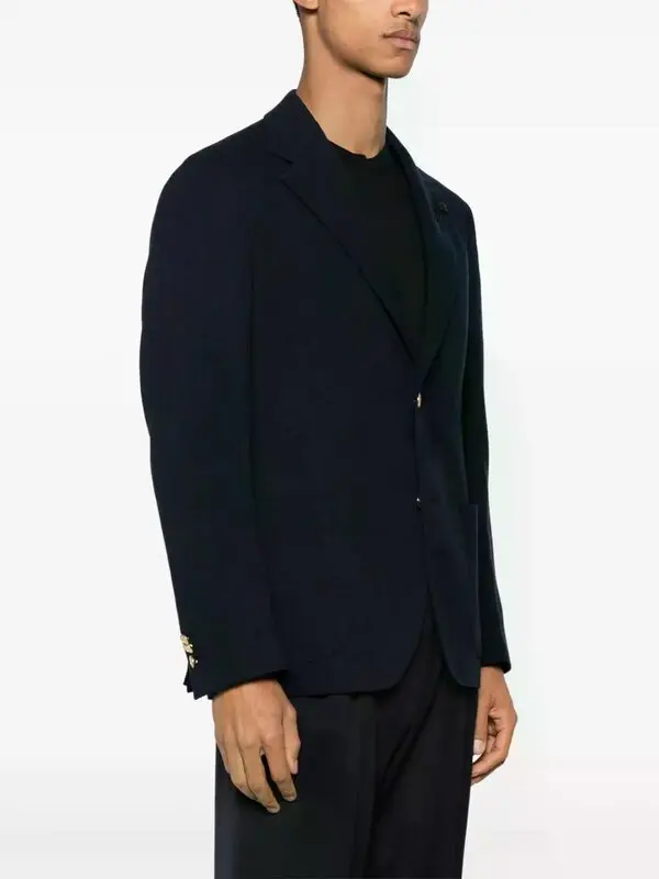 LARDINI Brooch-detail Blazer - Blue