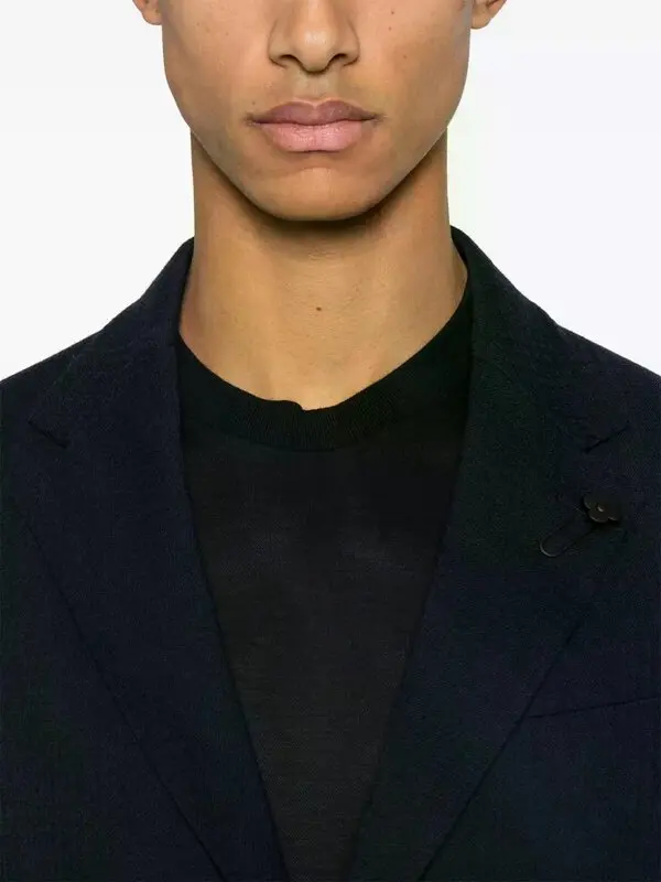LARDINI Brooch-detail Blazer - Blue