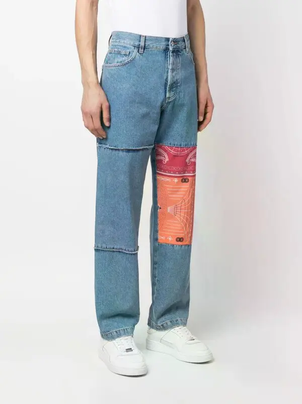 COUNTY OF MILAN Patchwork Straight-leg Jeans
