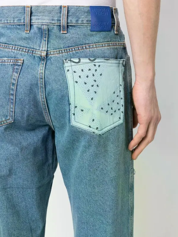 COUNTY OF MILAN Patchwork Straight-leg Jeans