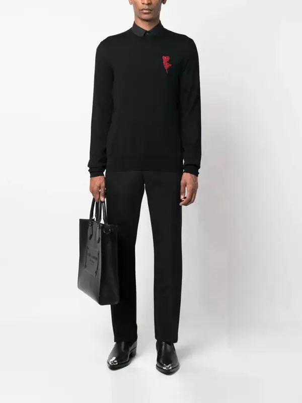 Alexander McQueen Beaded Floral Motif Wool Jumper