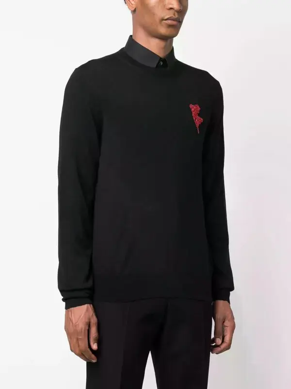 Alexander McQueen Beaded Floral Motif Wool Jumper