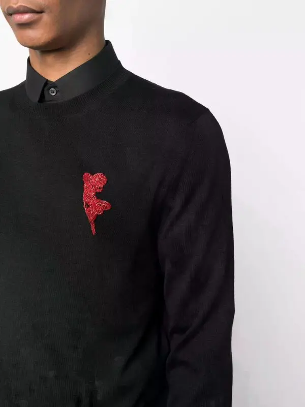 Alexander McQueen Beaded Floral Motif Wool Jumper