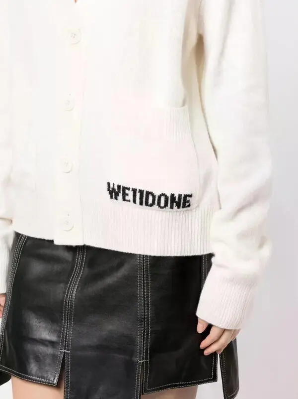 We11Done Logo-intarsia Wool Cardigan