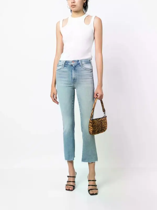 MOTHER Cropped Flared Denim Trousers