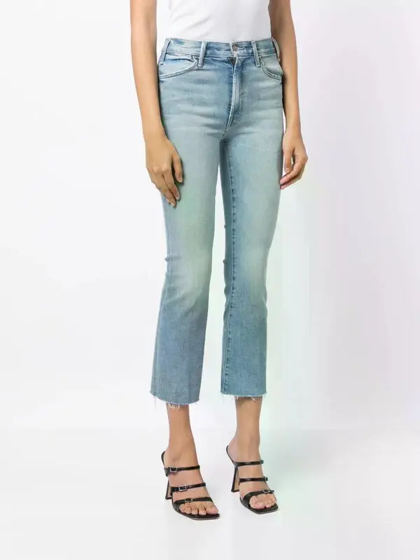 MOTHER Cropped Flared Denim Trousers