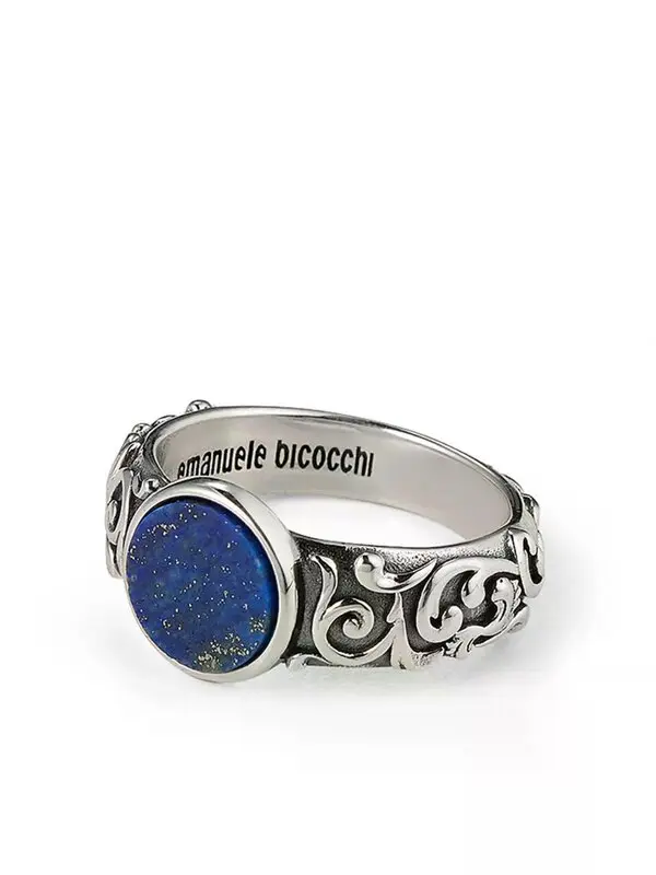 Emanuele Bicocchi Arabesque Malachite Ring - Silver