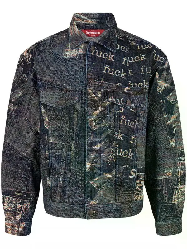 Supreme Archive Denim Jacquard Trucker Jacket - Blue