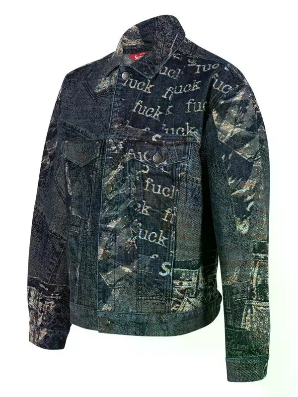 Supreme Archive Denim Jacquard Trucker Jacket - Blue