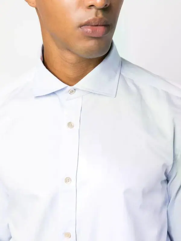 Boglioli Spread-collar Cotton Shirt - Blue