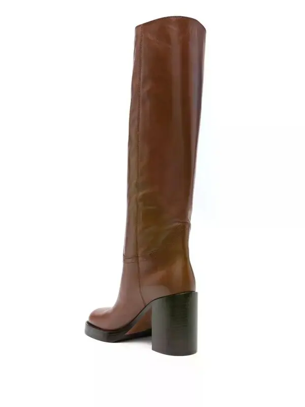 Prada 90mm Round-toe Leather Boots