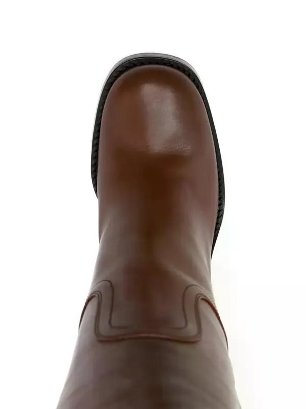 Prada 90mm Round-toe Leather Boots