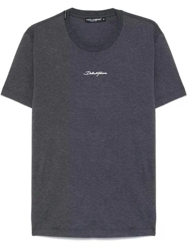 Dolce & Gabbana Logo-embroidered Cotton T-shirt - Grey