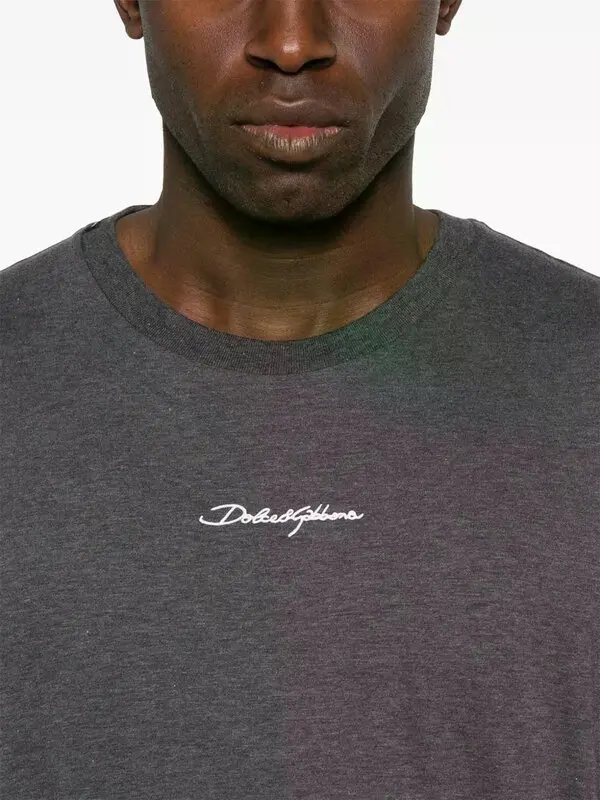 Dolce & Gabbana Logo-embroidered Cotton T-shirt - Grey