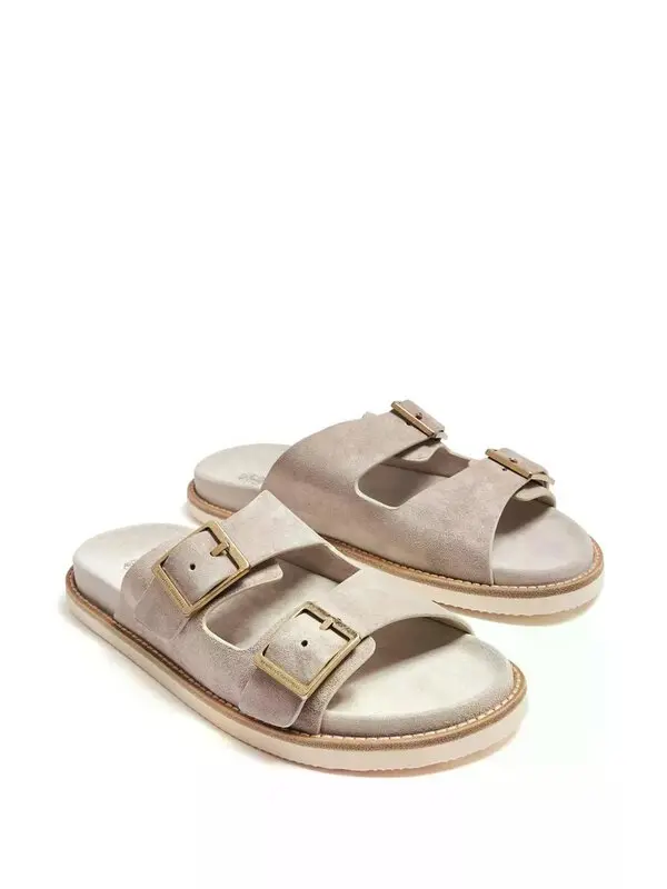 Brunello Cucinelli Buckled Suede Sandals - Neutrals
