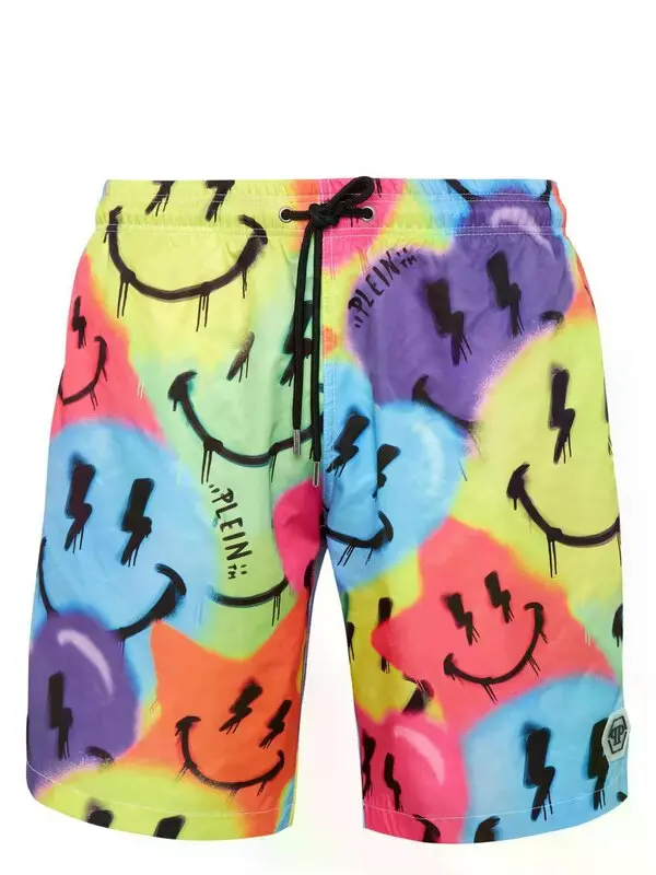 Philipp Plein Smiley Face-print Swim Trunks - Multicolour
