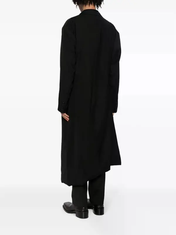 Yohji Yamamoto Asymmetric Striped-lining Wool Coat