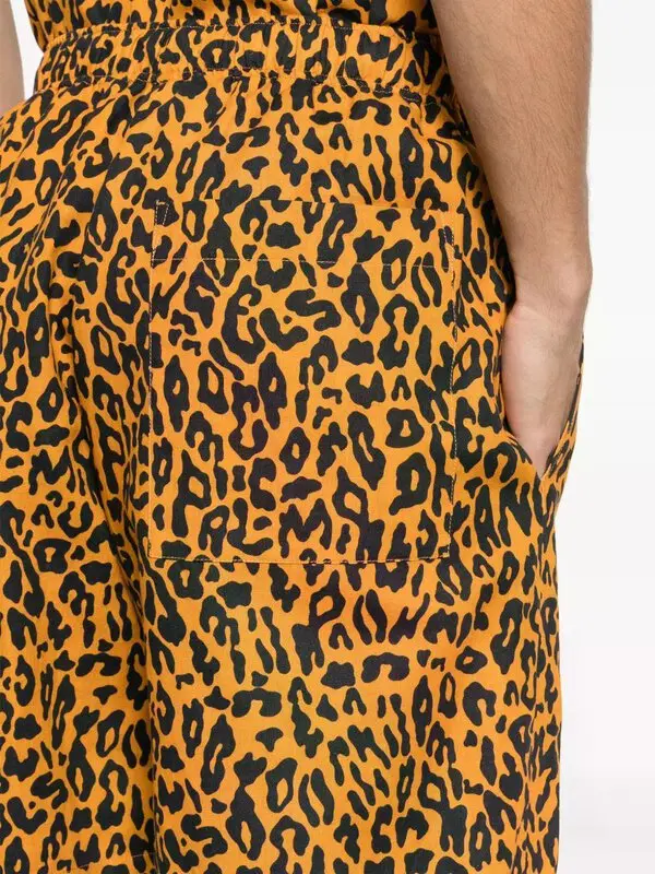 Palm Angels Leopard-print Poplin Shorts
