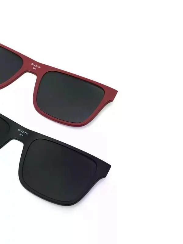 Emporio Armani Changeable-lens Rectangular Sunglasses - Black