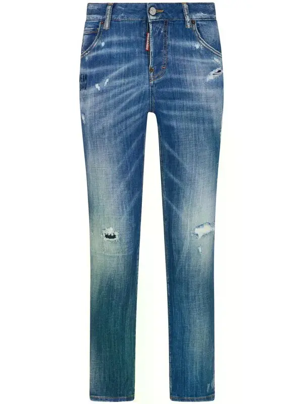 Dsquared2 Ripped Straight-leg Jeans - Blue