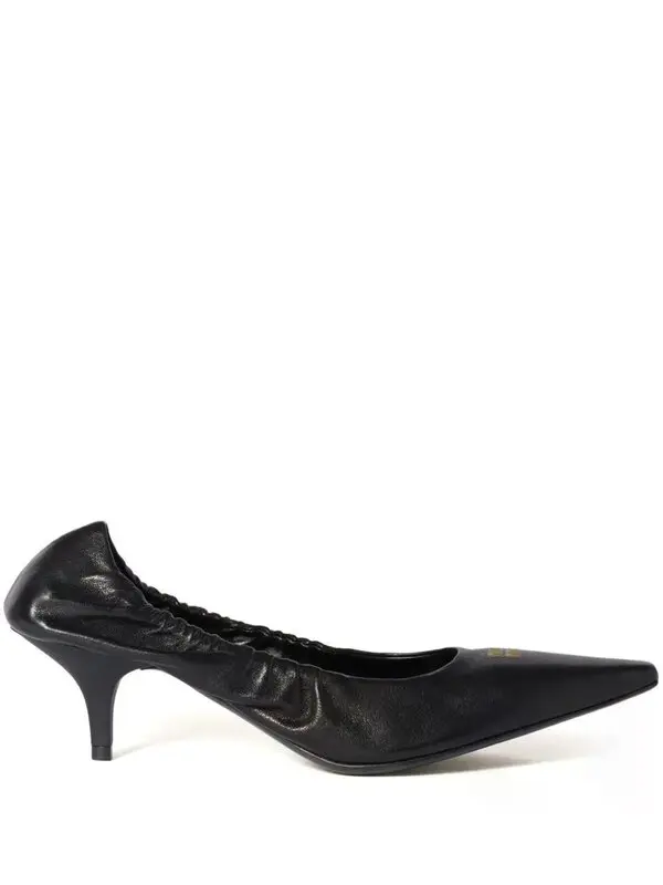 Miu Miu Leather Kitten Heel Pumps - Black
