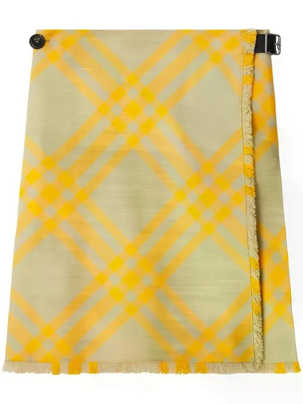 Burberry Check-pattern Frayed Kilt - Green
