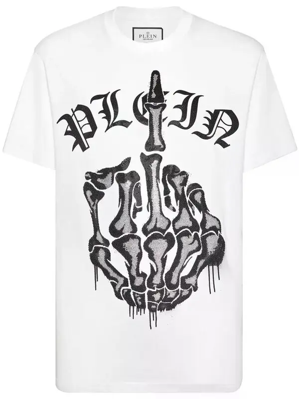 Philipp Plein Rhinestone-embellished Cotton T-shirt - White