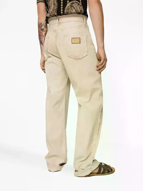Dolce & Gabbana Frayed-trim Loose-fit Jeans
