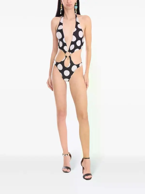AMIR SLAMA Polka Dot-print Halterneck Swimsuit