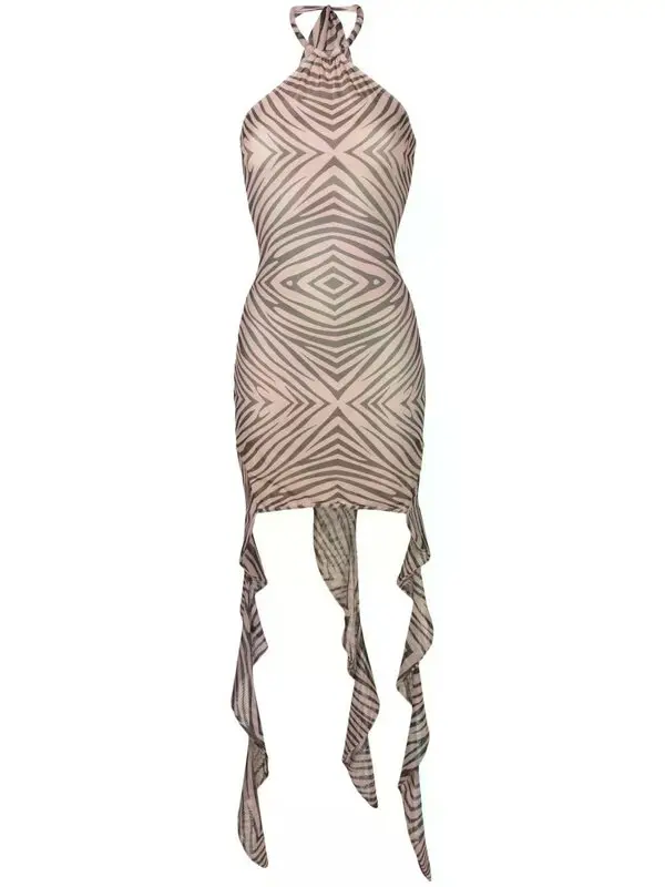 AMIR SLAMA Geometric Animal-pattern Mini Dress