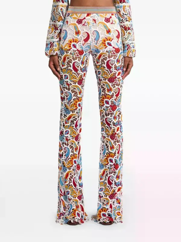 Etro Paisley-macramé Flared Trousers