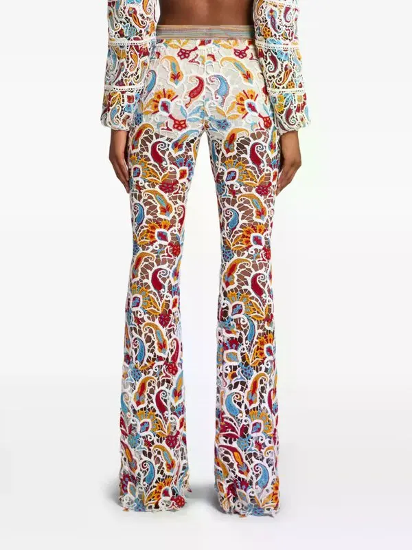Etro Paisley-macramé Flared Trousers
